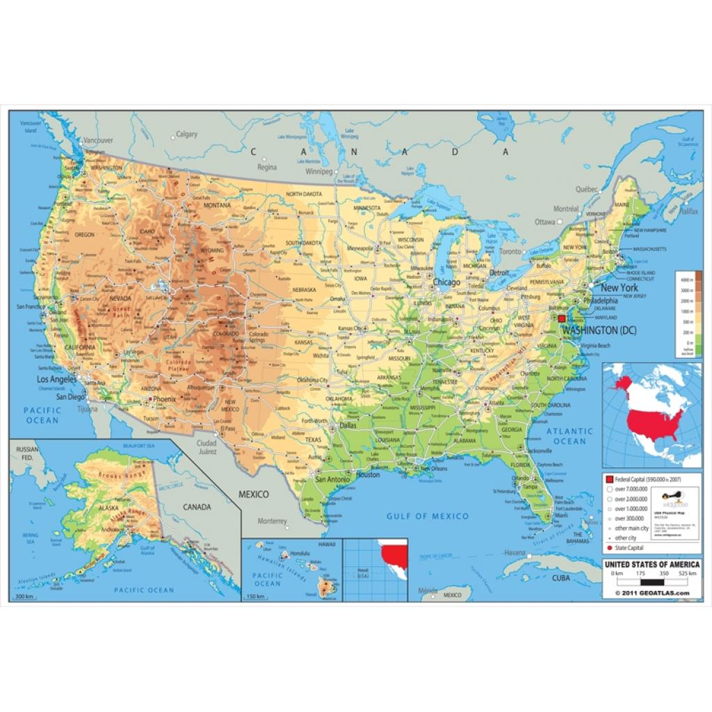 USA Physical Laminated Map | Wildgoose Education