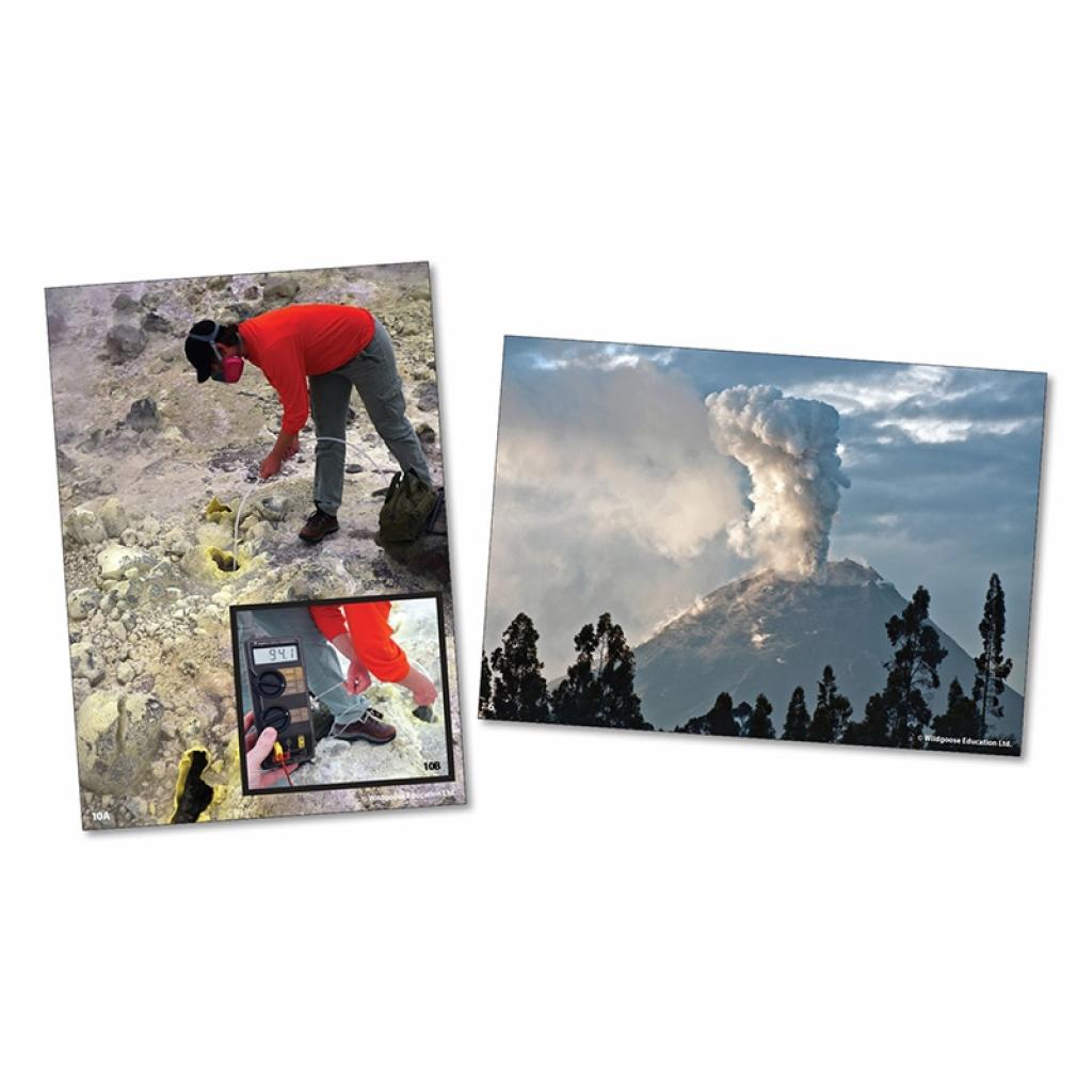 Volcanoes teaching resource photopack and poster.
