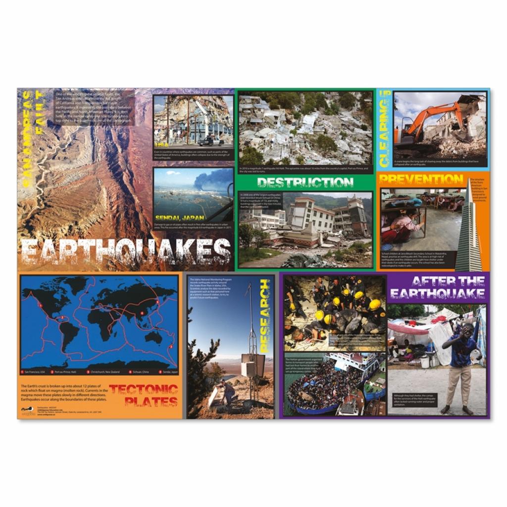 Earthquakes teaching resource photopack and poster.