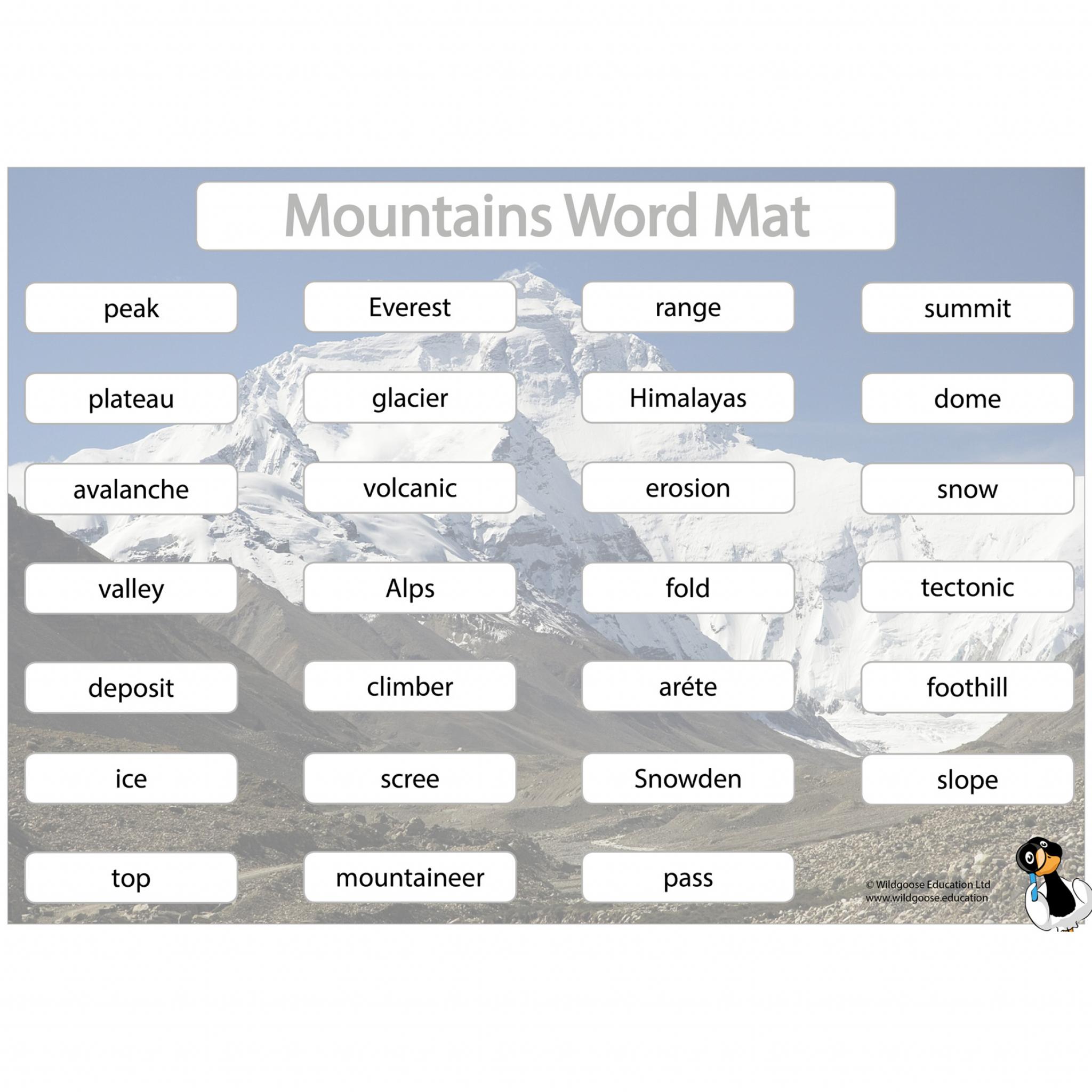 Mountains_Word_Mat | Wildgoose Education