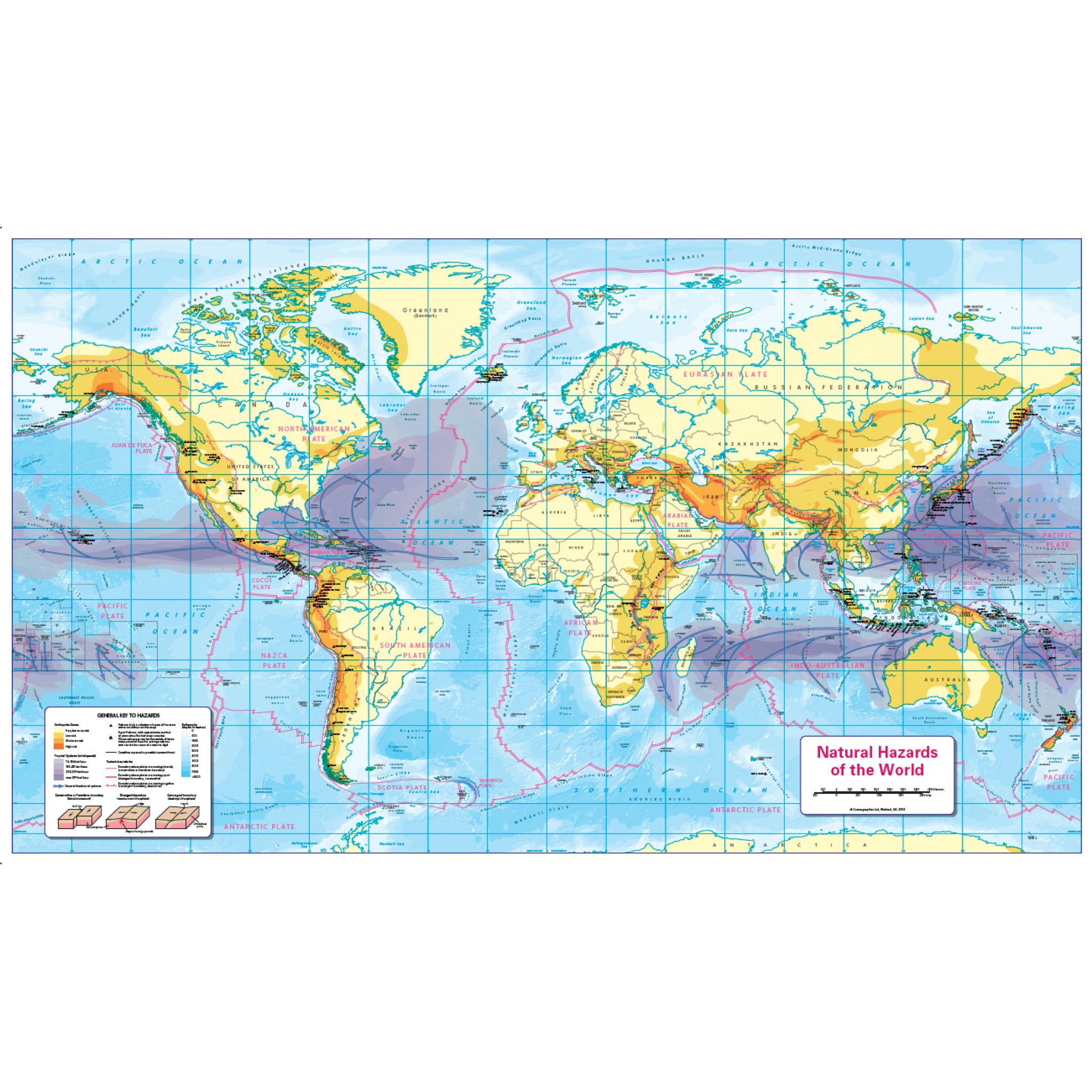 Natural Hazards of the World Map | Wildgoose Education